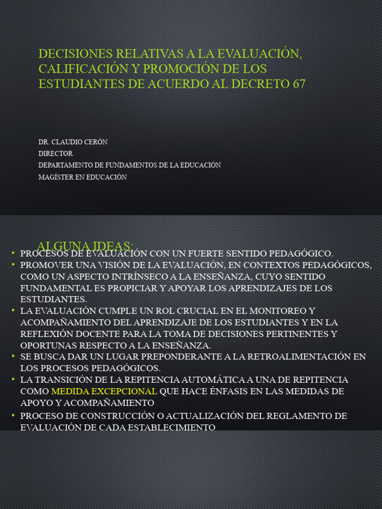 Decreto 67 | PDF | Evaluación | Aprendizaje