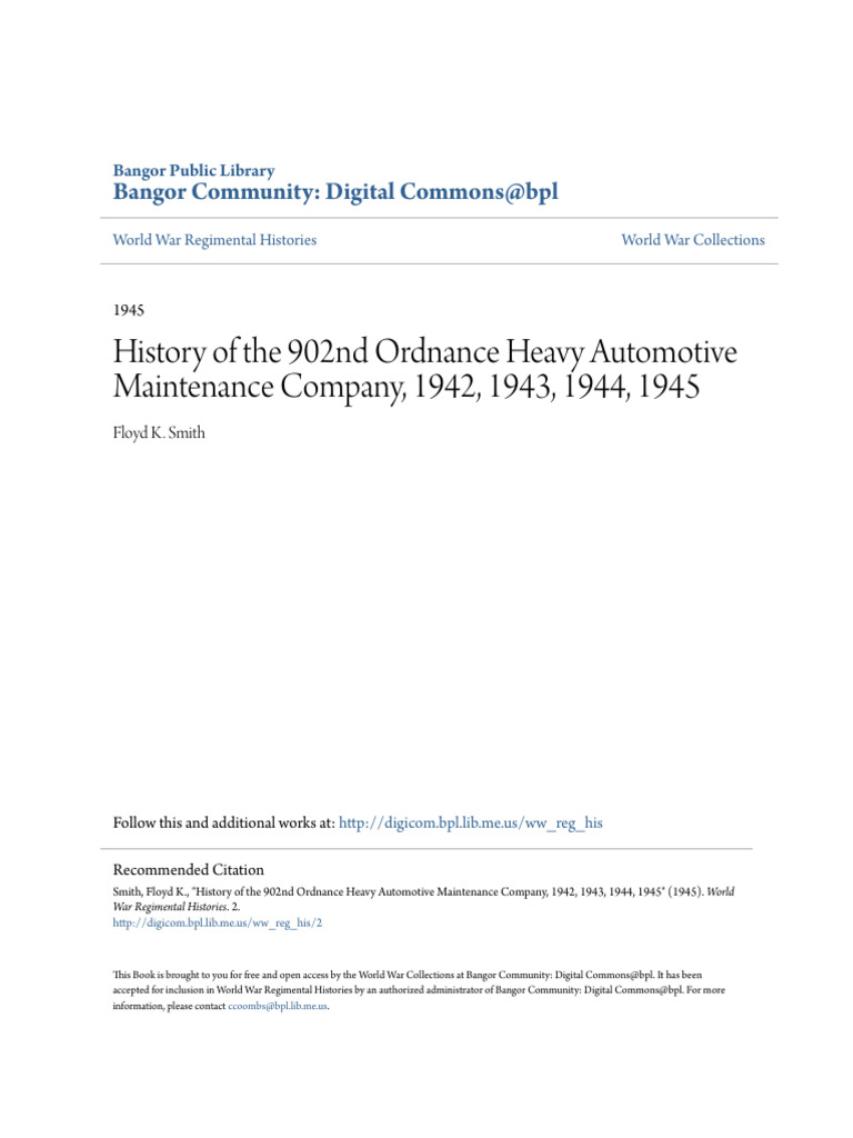 History of The 902nd Ordnance Heavy Automotive Maintenance Compan | PDF History of The 902nd Ordnance Heavy Automotive Maintenance Compan | PDF