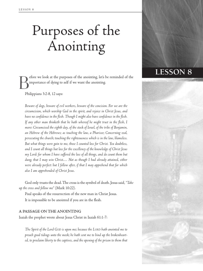 Lesson 8 - Purposes of The Anoiting | PDF | Anointing | Isaiah