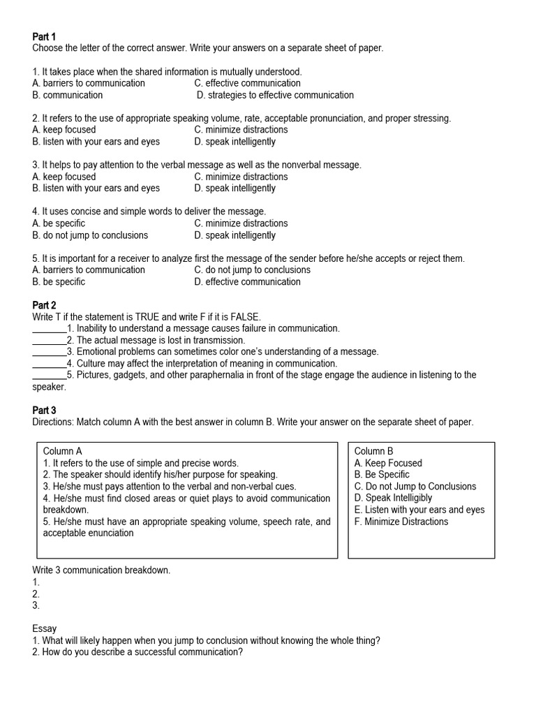 Summative Communication Breakdown | PDF | Communication | Nonverbal ...