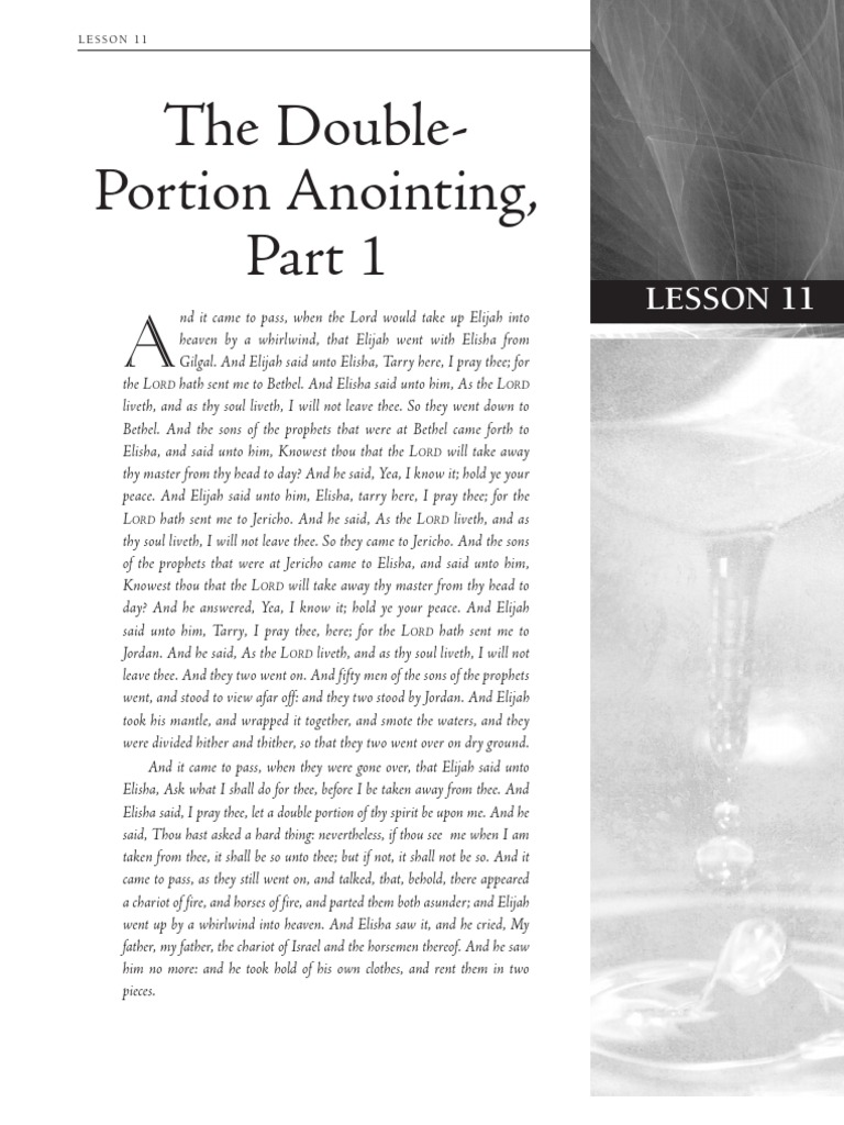 Double Portion Anointing Explained | PDF | Elijah | Torah