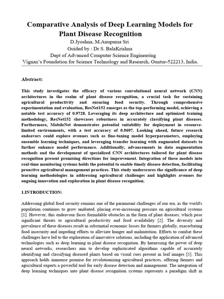 Plant Disease Recognition Using Deep Learning Techniques | PDF | Deep ...