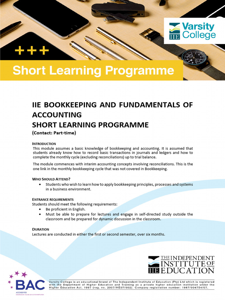 IIE SLP Bookkeeping and Fundamentals of Accounting - Part Time - 2021 | Download Free PDF ...