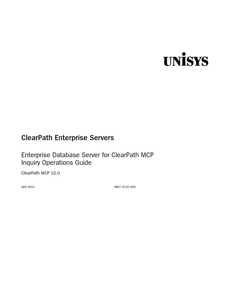 Unisys ClearPath Inquiry Operations Guide | PDF | Databases | Information
