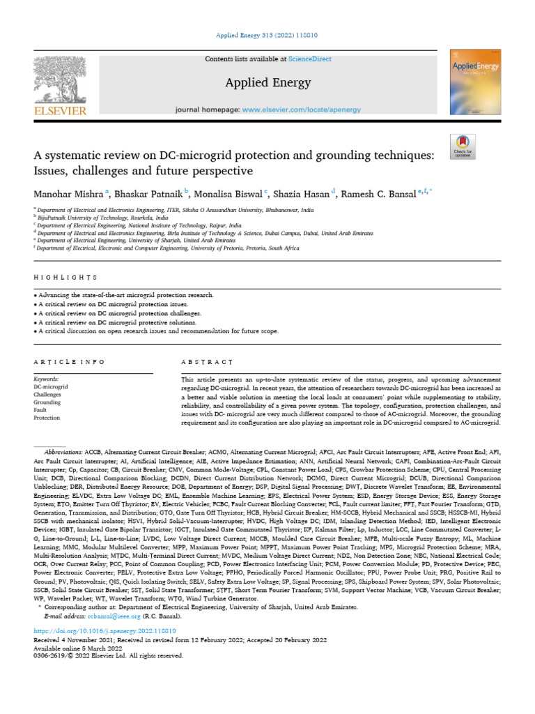 Systematic Review On Dc Microgrid Protection And Grounding Techniques Issues Challenges And