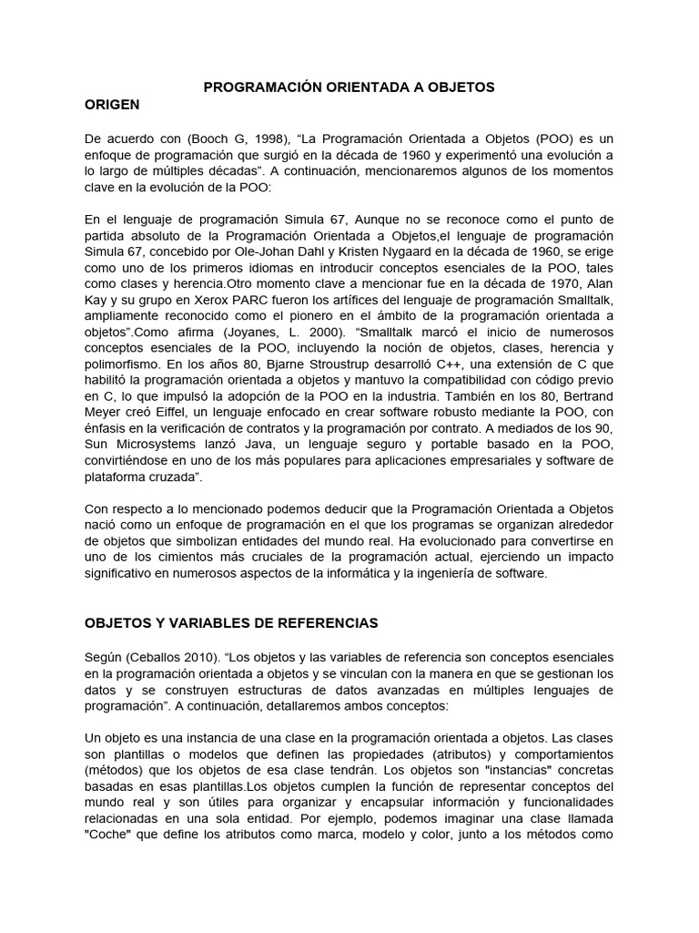 Programacion Orientada a objetos | PDF | Objeto (informática) | Herencia (Programación Orientada ...