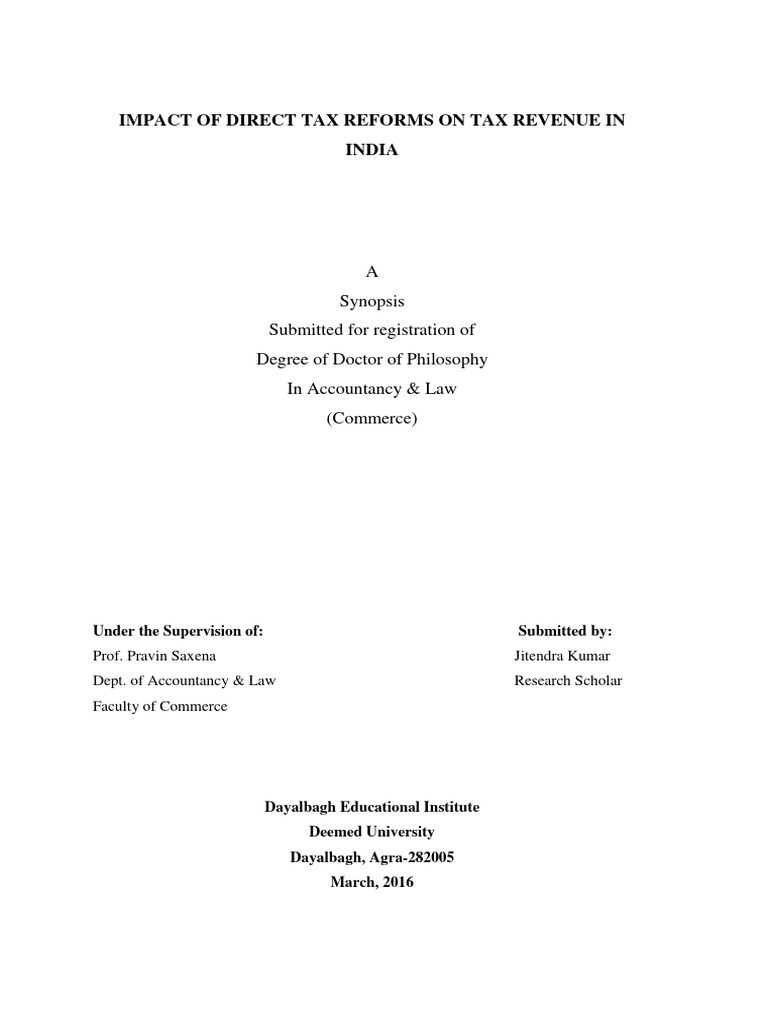 Impact of Direct Tax Reforms On Tax Revenue in India | PDF | Taxes | Policy