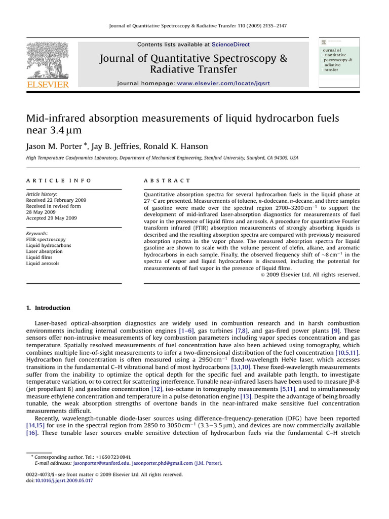 Mid-Infrared Absorption of Liquid Fuels | PDF | Absorption Spectroscopy ...