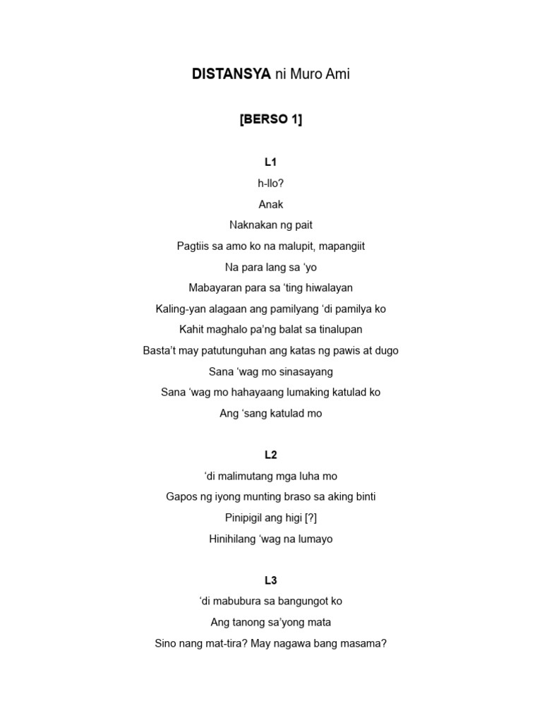DISTANSYA Ni Muro Ami | PDF