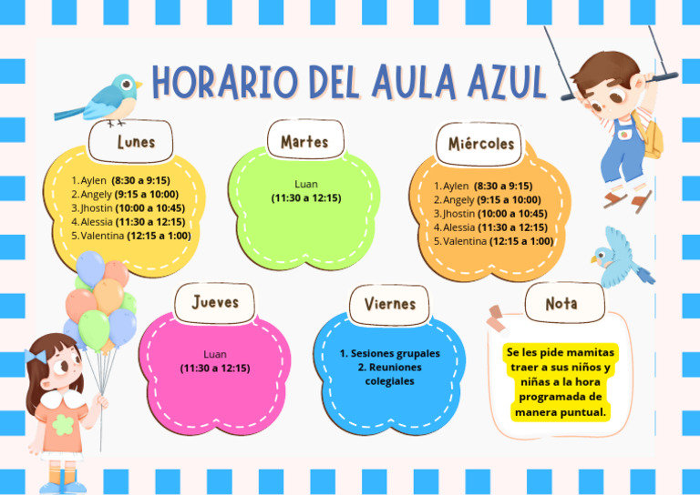 Yellow and Blue Colorful Class Schedule | PDF