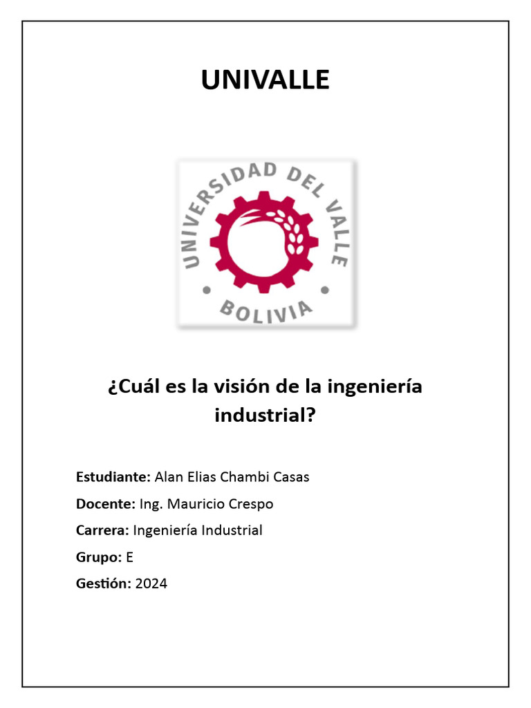 Vsion de La Ing Industrial | PDF | Ingeniería Industrial | Ingeniería