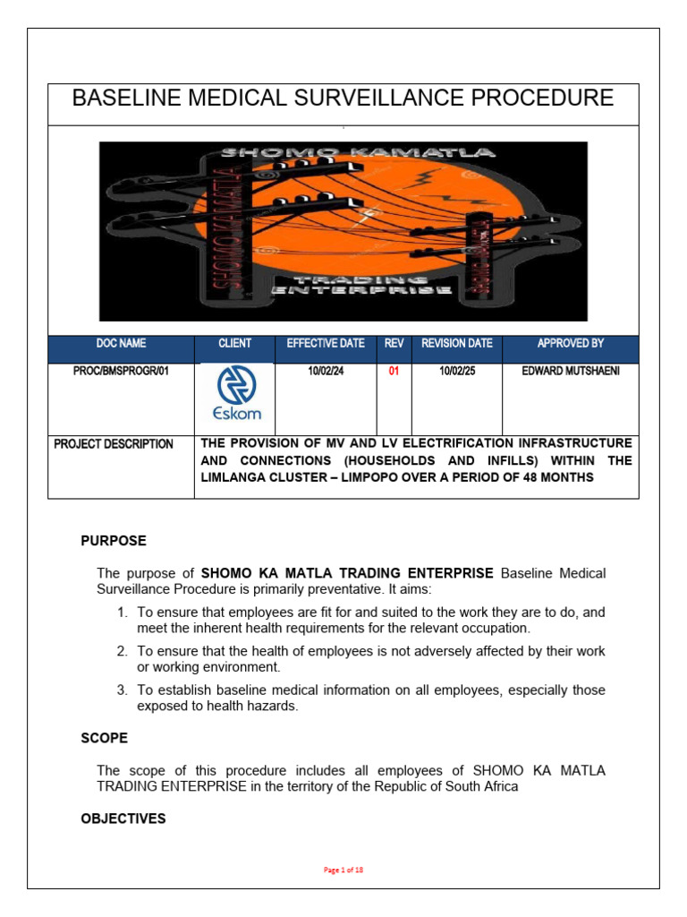 11.2 Baseline Medical Surveillance Procedure | Download Free PDF ...