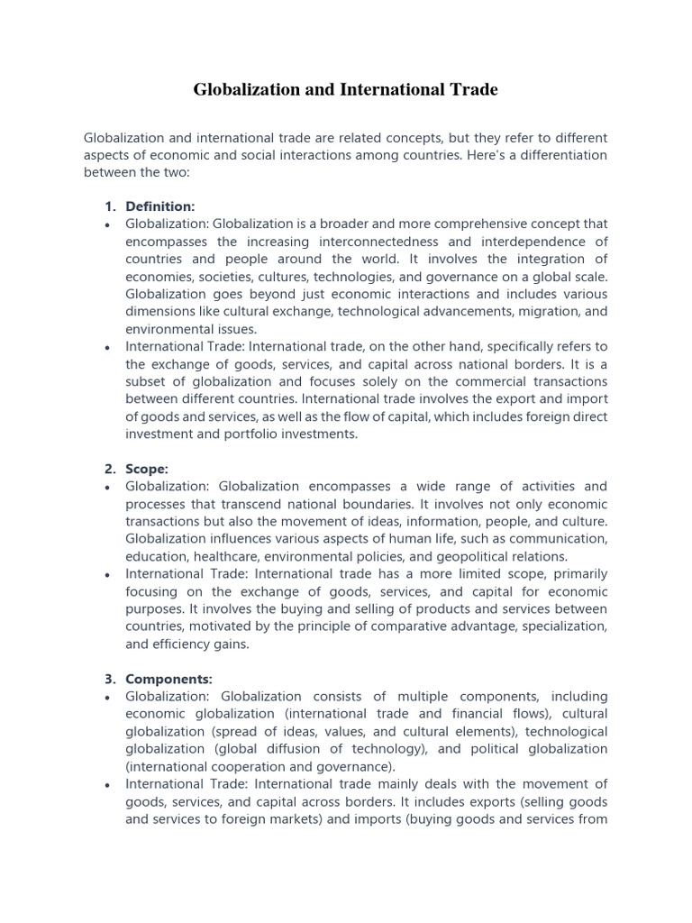 Globalization and International Trade | PDF | Globalization ...