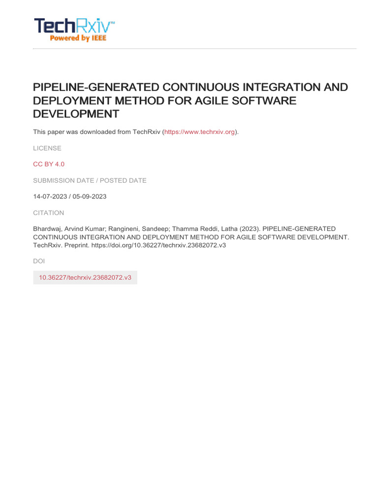 Pipeline-Generated Continuous Integration | PDF | Version Control | Software Development Process