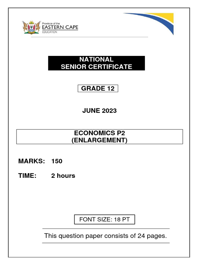 Economics p2 QP Grade 12 June 2023 - English - Enlarged | PDF | Business