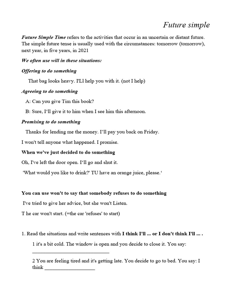 Future Simple -'GOING TO' for students | PDF