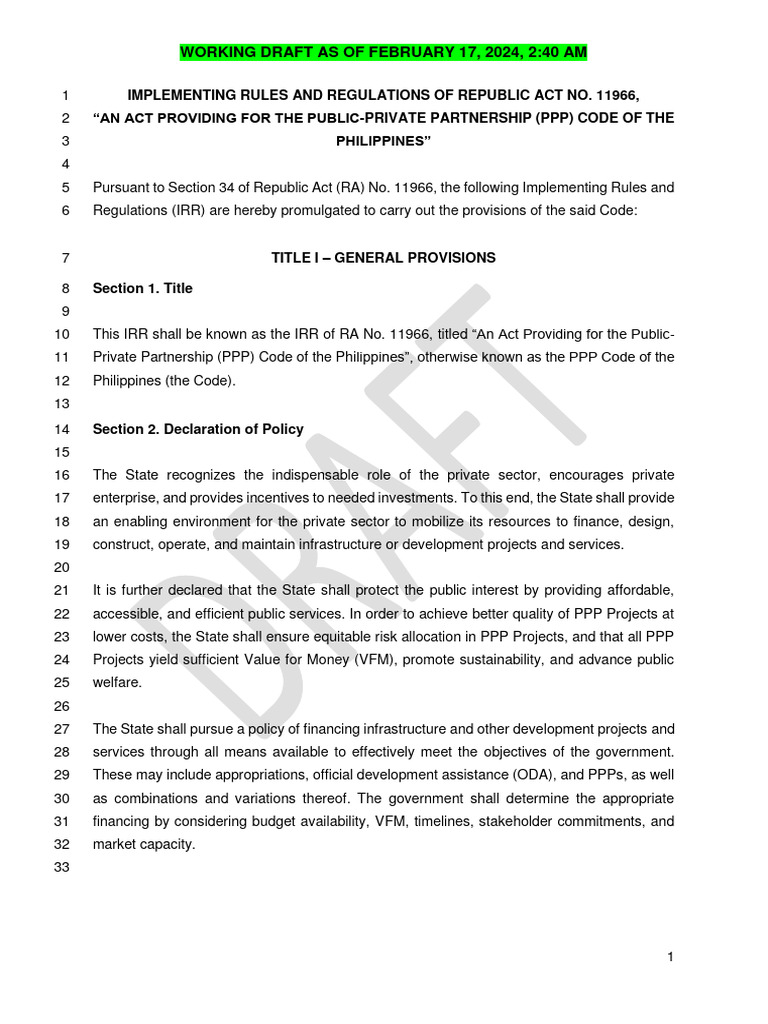 Working Draft of IRR of RA 11966 As of Feb 17 240am | PDF | Public ...