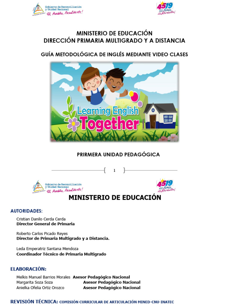 Guía Metodológica Unit 1 1UP 2024 | PDF | Salón de clases | Maestros