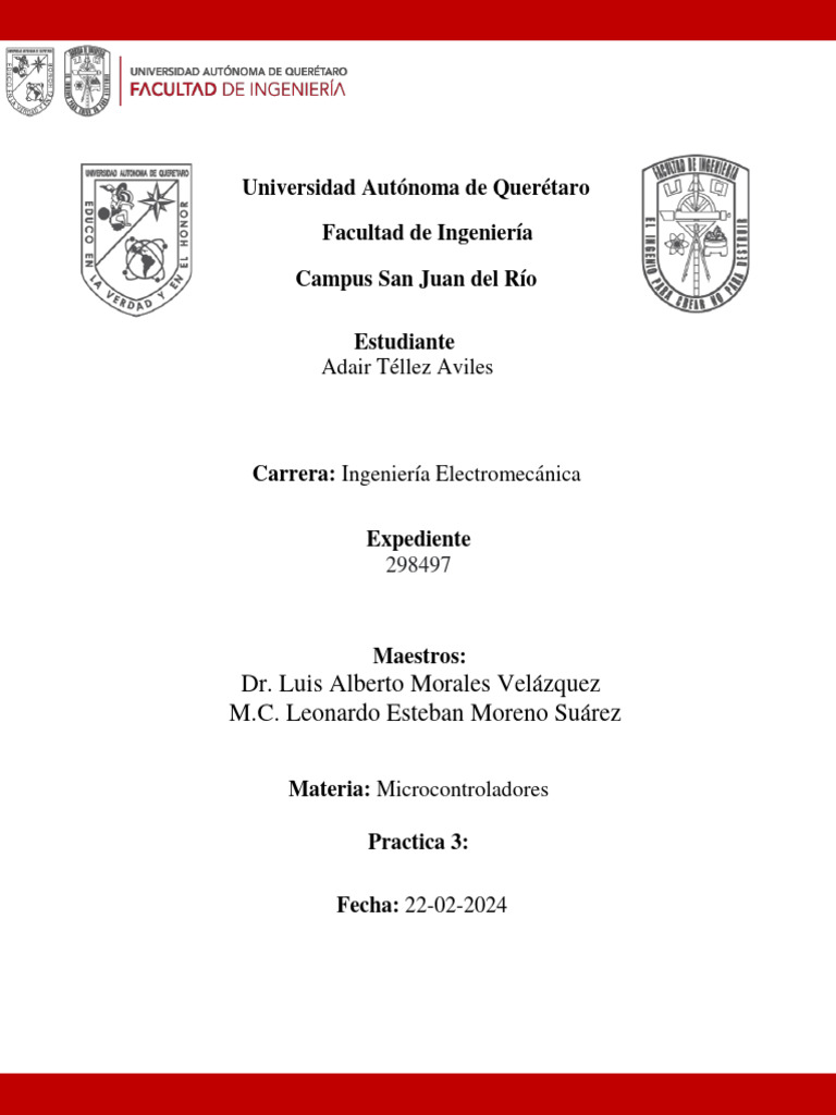 Práctica 3 - Téllez - Aviles - Adair | PDF | Microcontrolador | Arduino