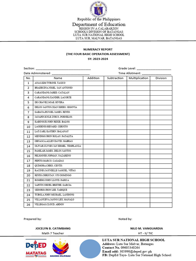 Numeracy Report | PDF