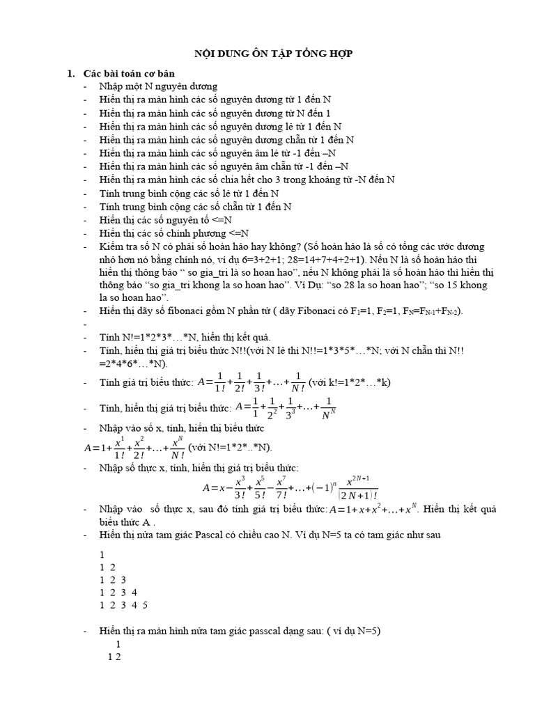 Tong Hop On Tap Mon Lap Trinh Co Ban | PDF
