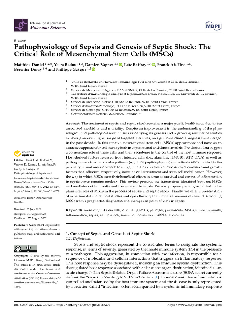Pathophysiology of Sepsis and Genesis of Septic Shock The Critical Role ...