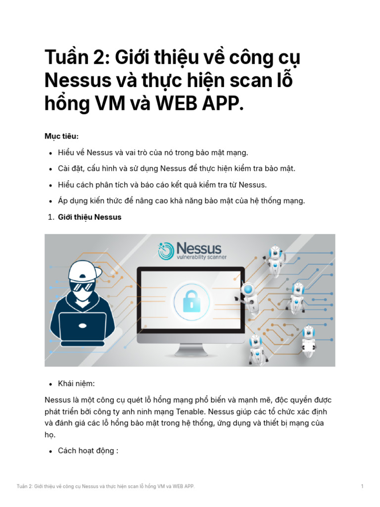 Tuần 2 Giới thiệu về công cụ Nessus và thực hiện scan lỗ hổng VM và WEB ...