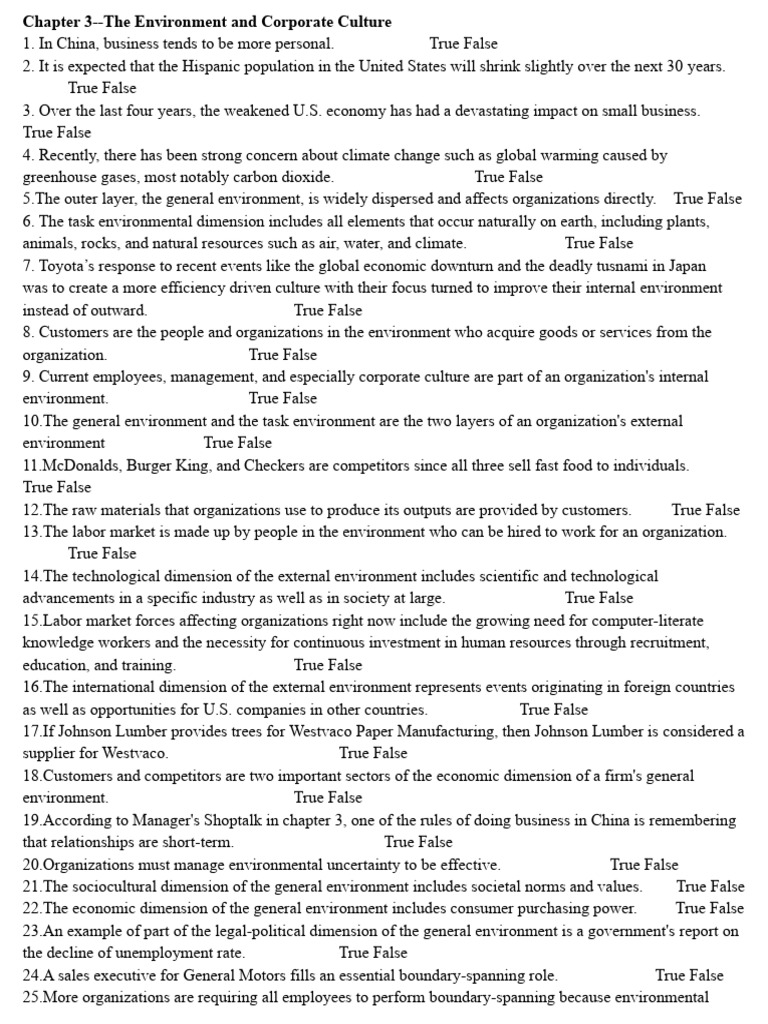 Chapter 3 QTH | PDF | Organizational Culture | Natural Environment