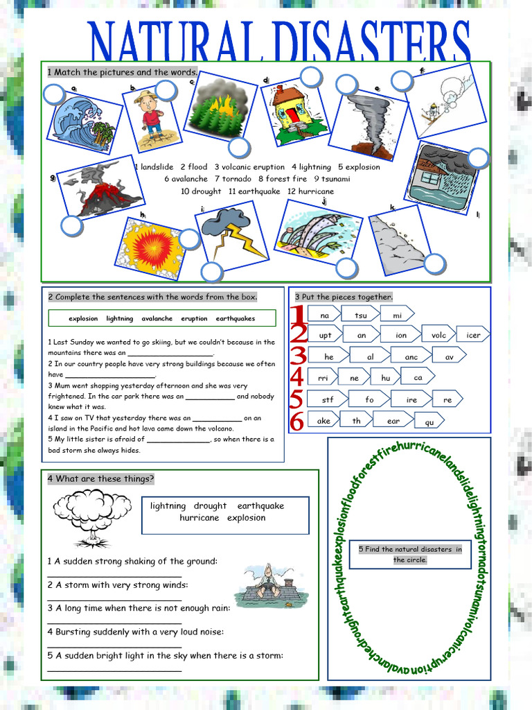 Natural Disasters Vocabulary Exercises Fun Activities Games Icebreakers ...