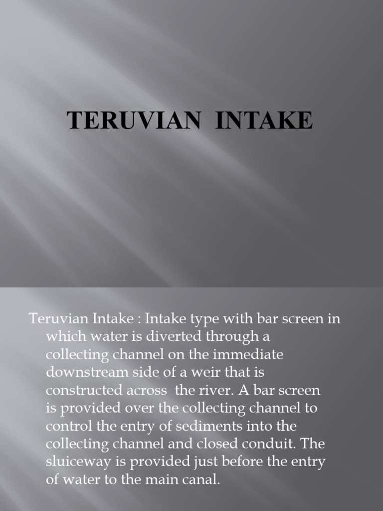 Design of Teruvian Intake | PDF | Home & Garden