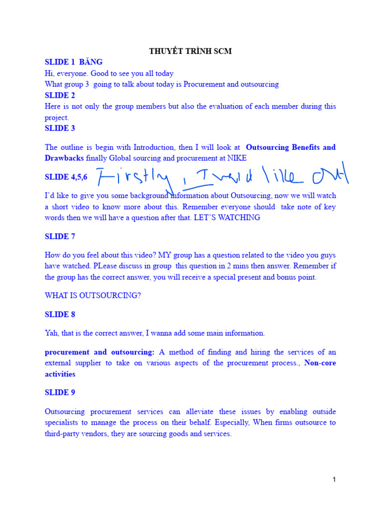 SCM Script | PDF | Supply Chain | Outsourcing