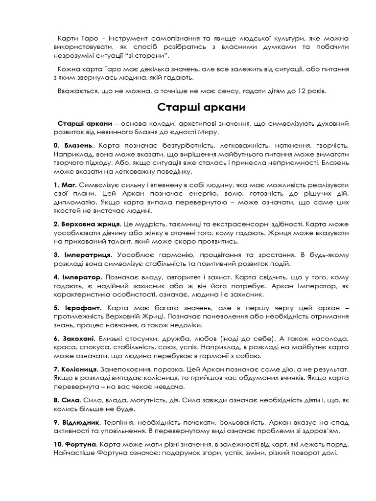 Karty Taro Instukcia | PDF