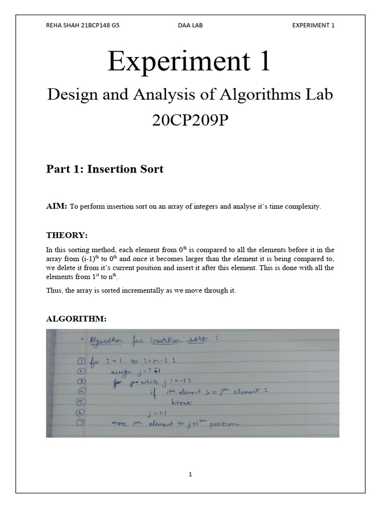 DAA Lab Experiment 1 | PDF | Time Complexity | Computer Science DAA Lab Experiment 1 | PDF | Time Complexity | Computer Science