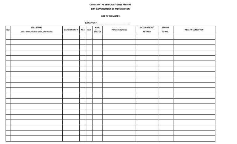 Senior Citizen List | PDF