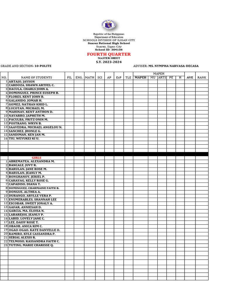 Final Master Sheets 2024 Polite | PDF