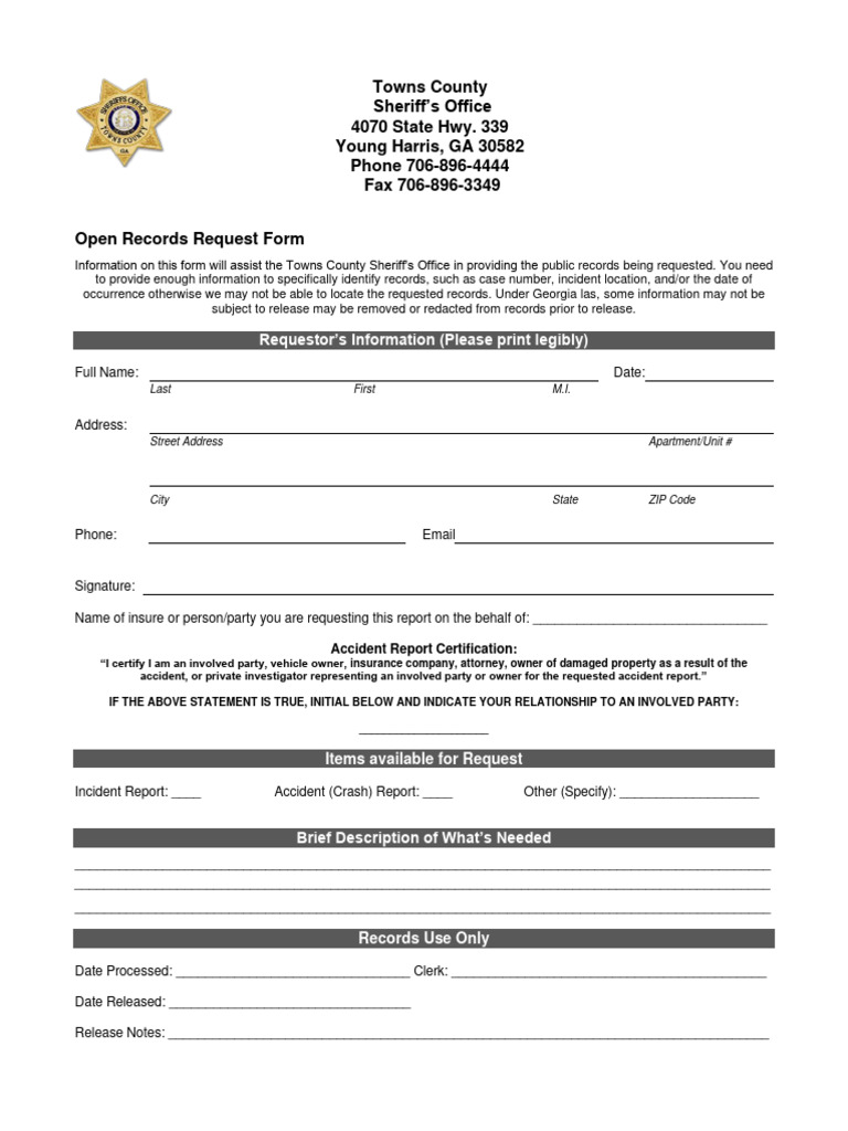 Open Records Request Form | PDF