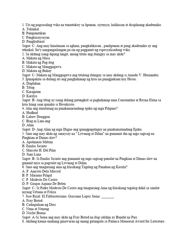 Filipino Drills | PDF