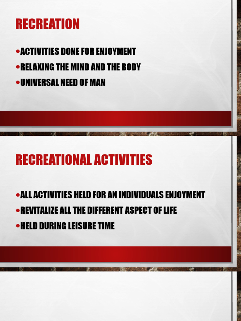 Understanding Recreation Activities | PDF | Career & Growth | Lifestyle