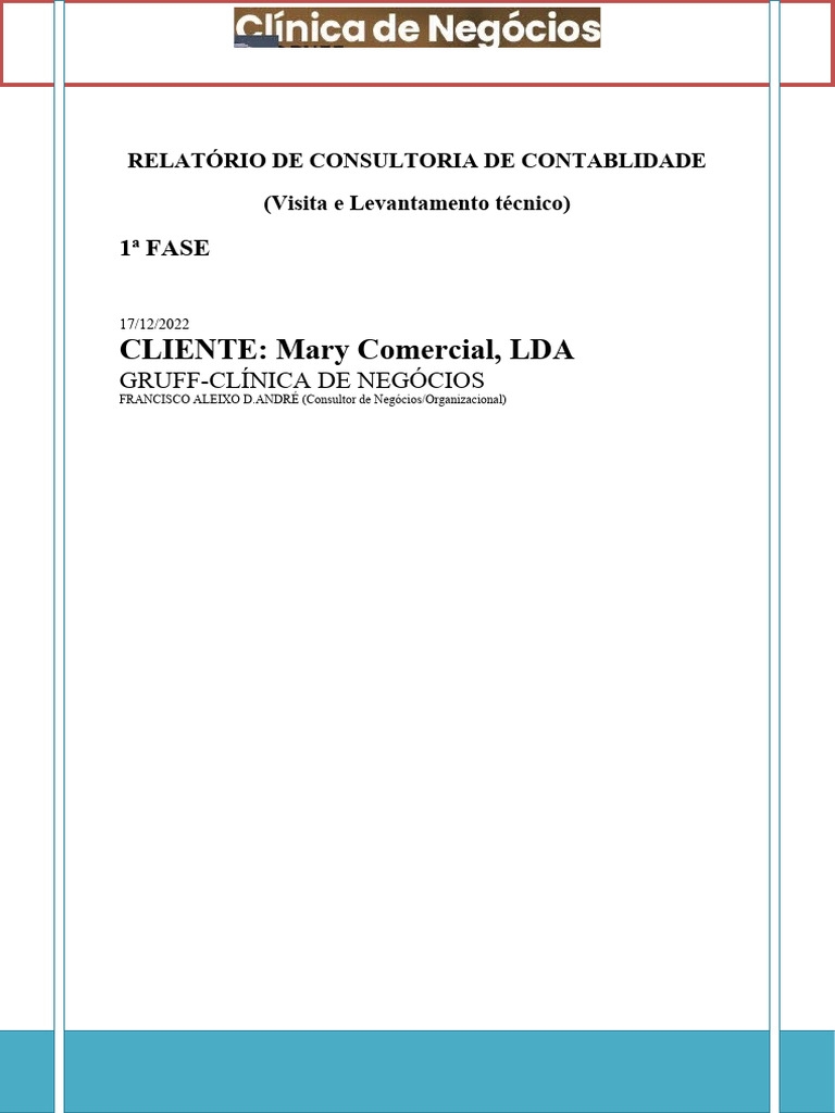 Relatório Contábil Mary Comercial | PDF | Empreendedorismo | Planejamento