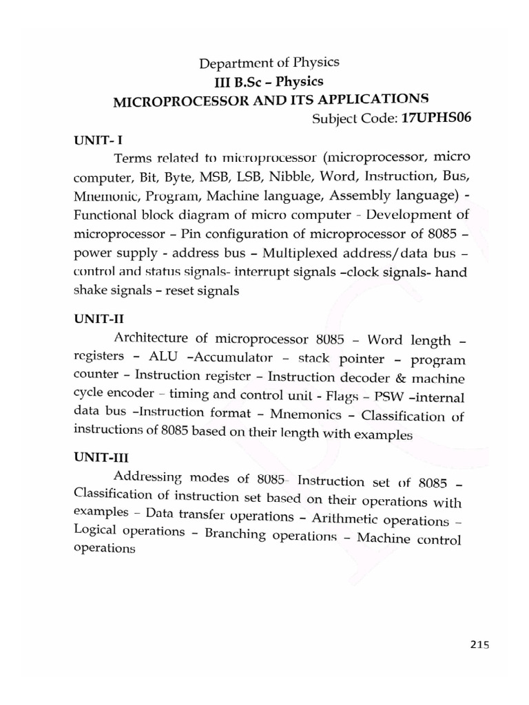 Microprocessor Syllabus Pdf 