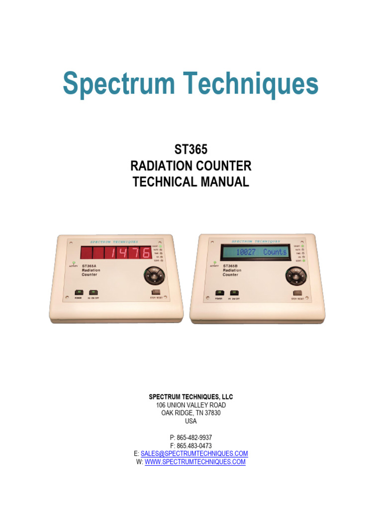 ST365 Technical Manual Rev 2 | PDF | Radiation | Electrical Engineering
