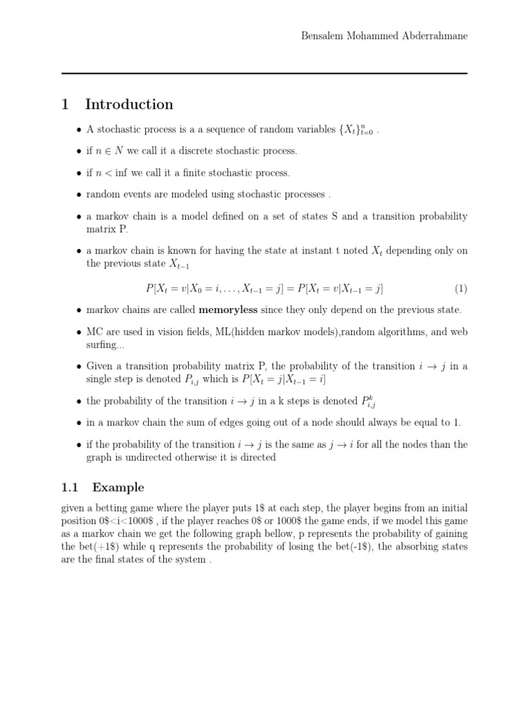 Discrete Finite Markov Chains Notes | PDF | Markov Chain | Discrete ...