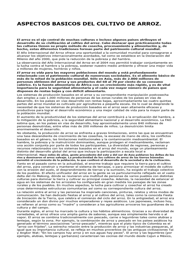 Aspectos Basicos Del Cultivo de Arroz | Descargar gratis PDF | Arroz ... Aspectos Basicos Del Cultivo de Arroz | Descargar gratis PDF | Arroz ...