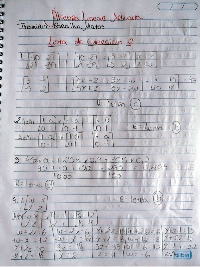 Algebra Lista 2 | PDF