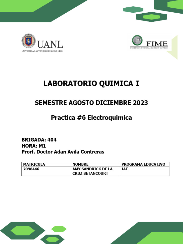 Práctica6 Labq | PDF | Electrodo | Cátodo