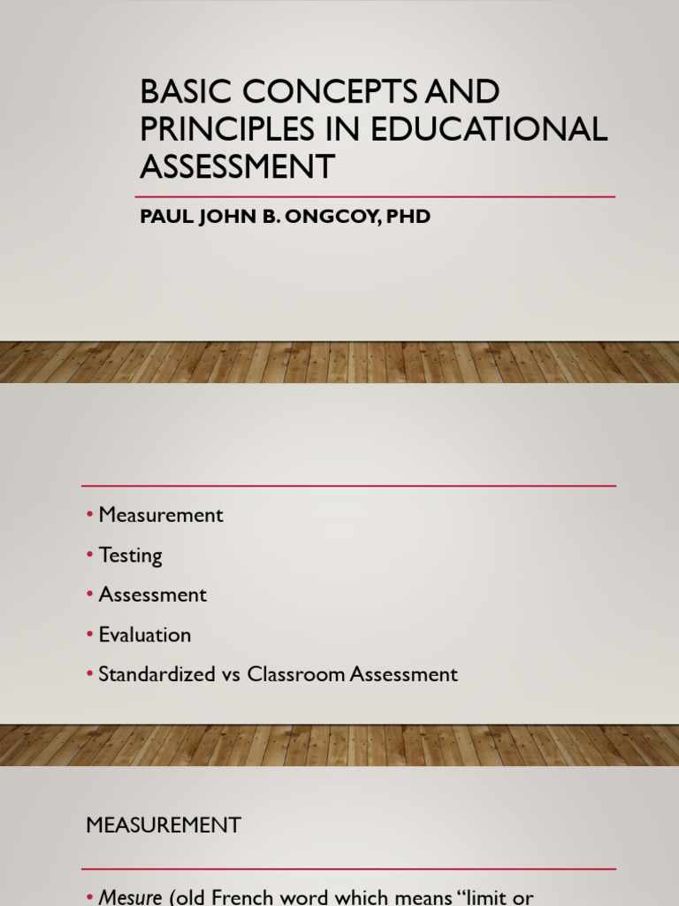 Topic 2. Basic Concepts and Principles | PDF | Educational Assessment ...
