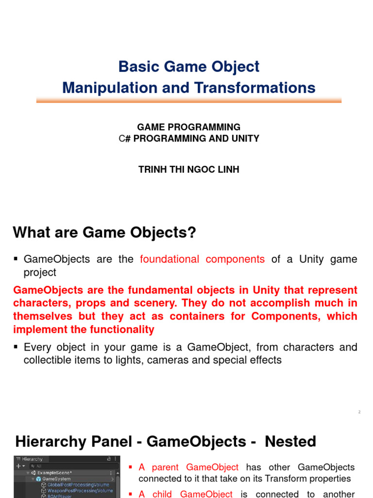 GameObject Transform Basics in Unity | PDF | Cartesian Coordinate System