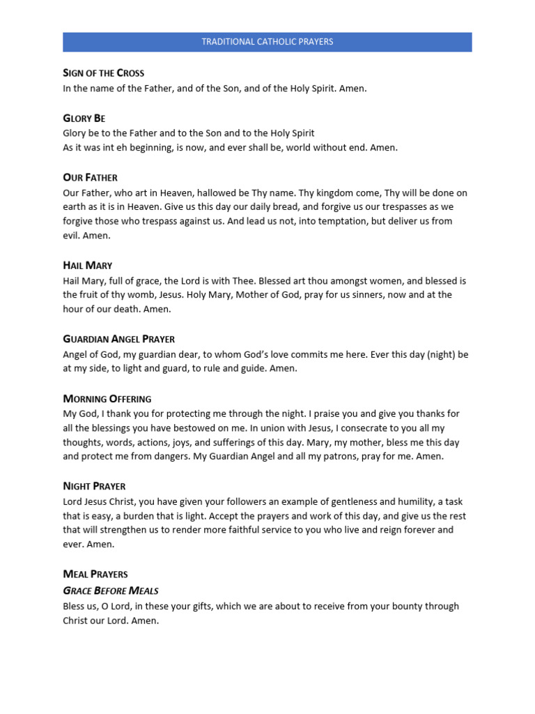 Traditional Catholic Prayers | PDF | Lord's Prayer | God The Father