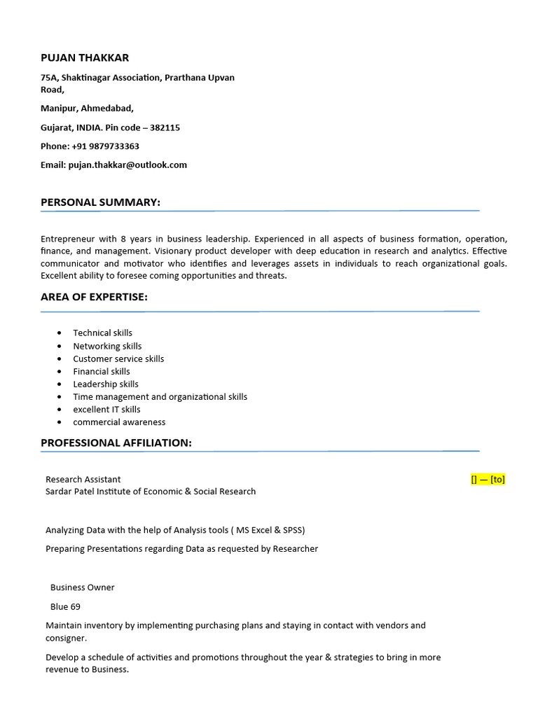 Sample - CV | PDF | Logistics | Product (Business)