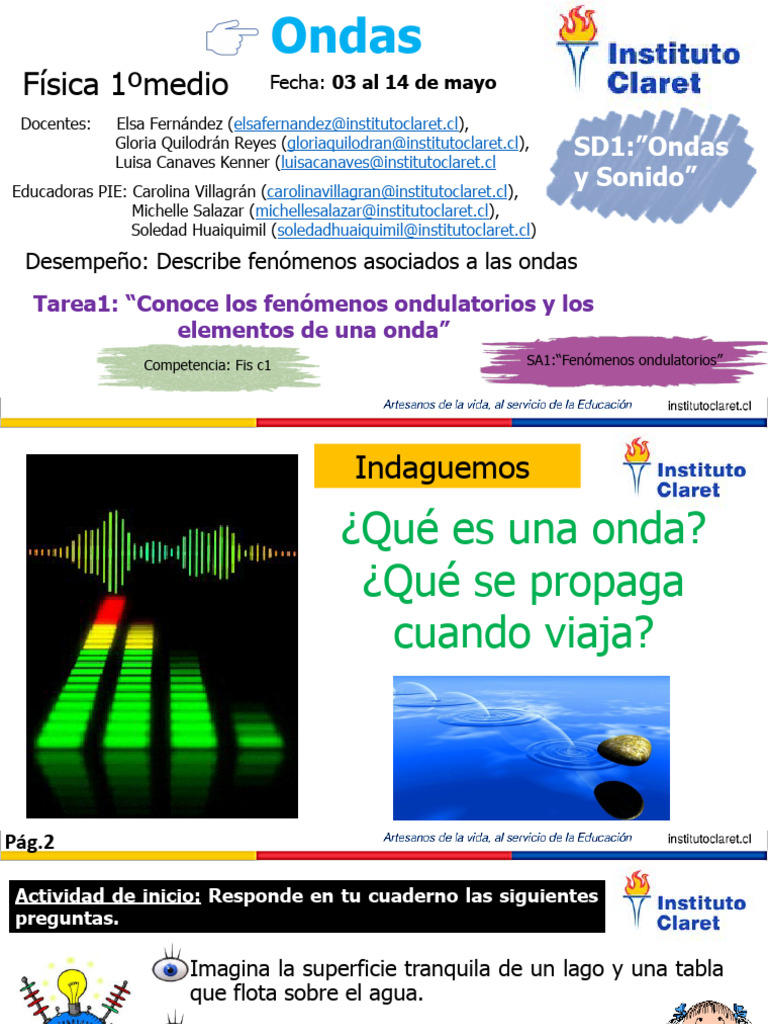 1°EM Física Ondas PPT 03 Al 14 de Mayo | PDF | Olas | Longitud de onda